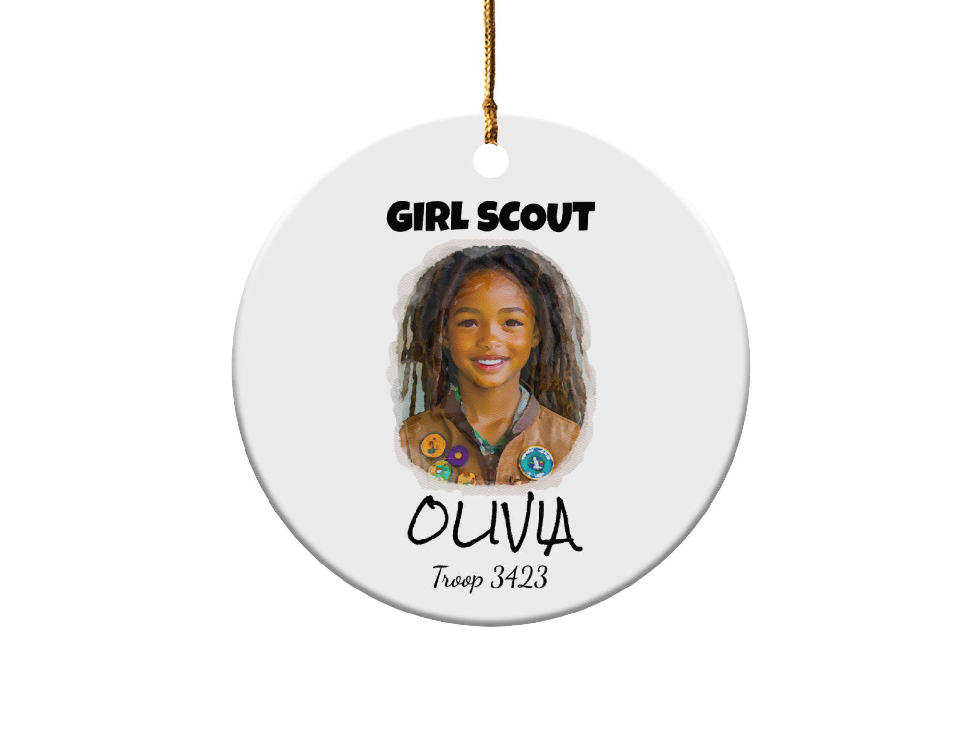 Girl Scout Custom Photo to Watercolor Ornament Personalized Name and ...