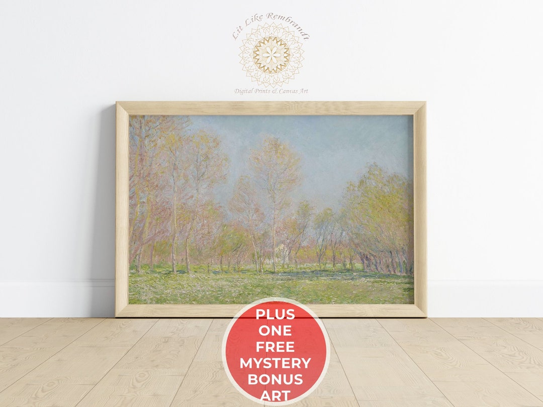 Spring Landscape, Impressionist Painting Print, Pastel Colors Nature ...