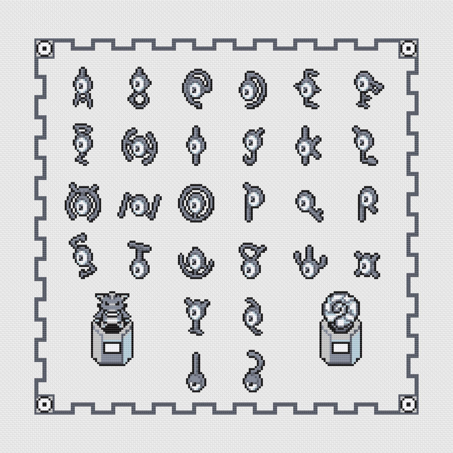 Pokemon Cross Stitch - Unown Alphabet PDF - Etsy