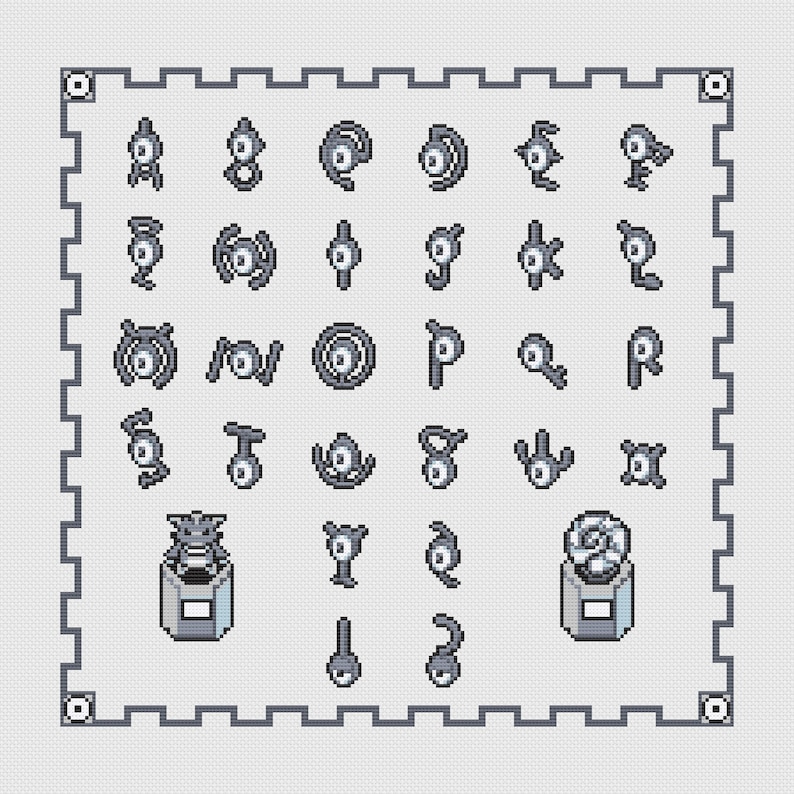 Pokemon Cross Stitch - Unown Alphabet PDF - Etsy
