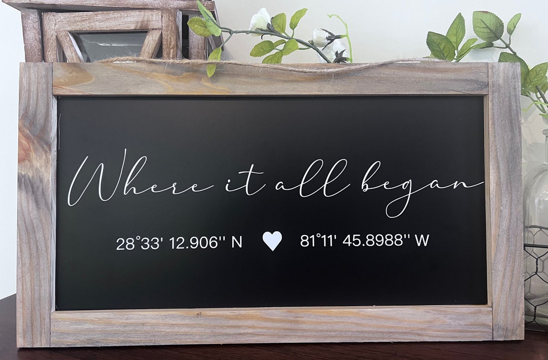 Where It All Began Coordinates Sign First Date Where We Met - Etsy