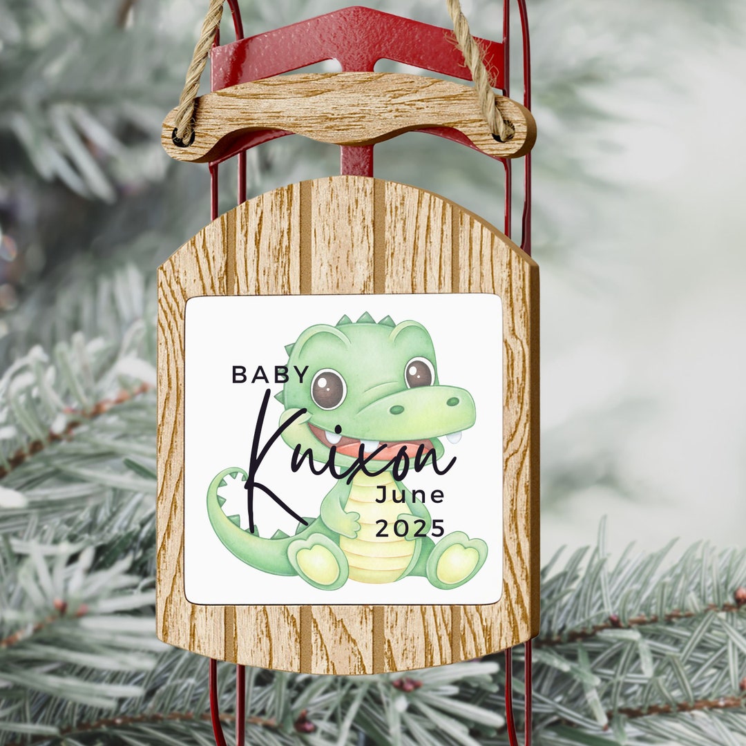 Personalized Baby Announcement, Sled Christmas Ornament, Personalized ...