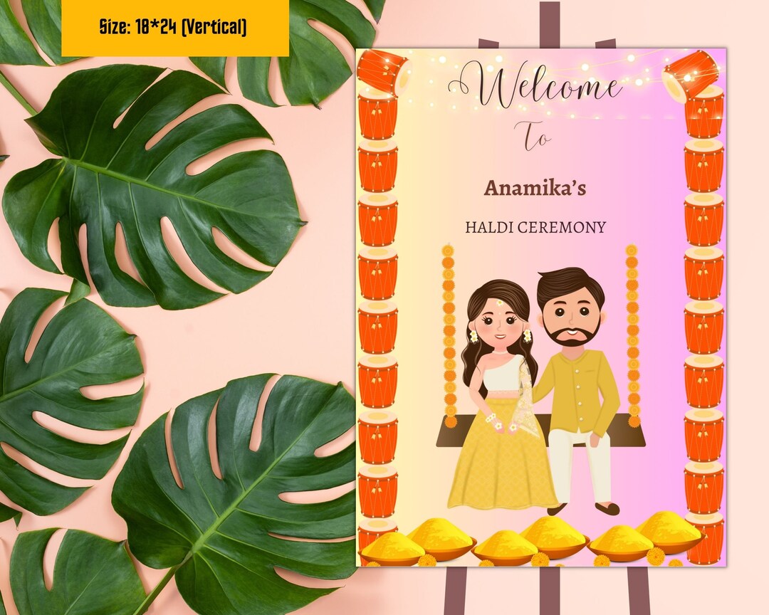 Haldi Welcome Sign Indian Wedding Welcome Sign Couple Haldi Signage ...