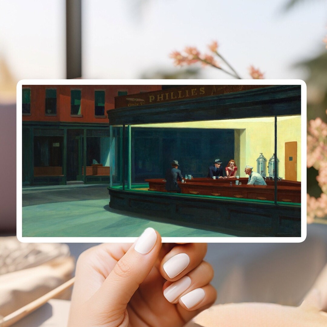 Nighthawks 1942 by Edward Hopper Sticker for Water Bottle, Hardhat ...
