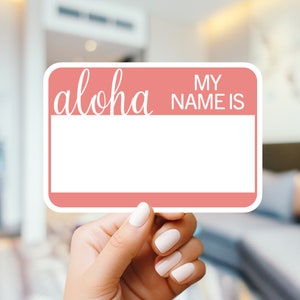 Aloha My Name is Baby Reveal Sticker - Hello, My Name is Personalized ...