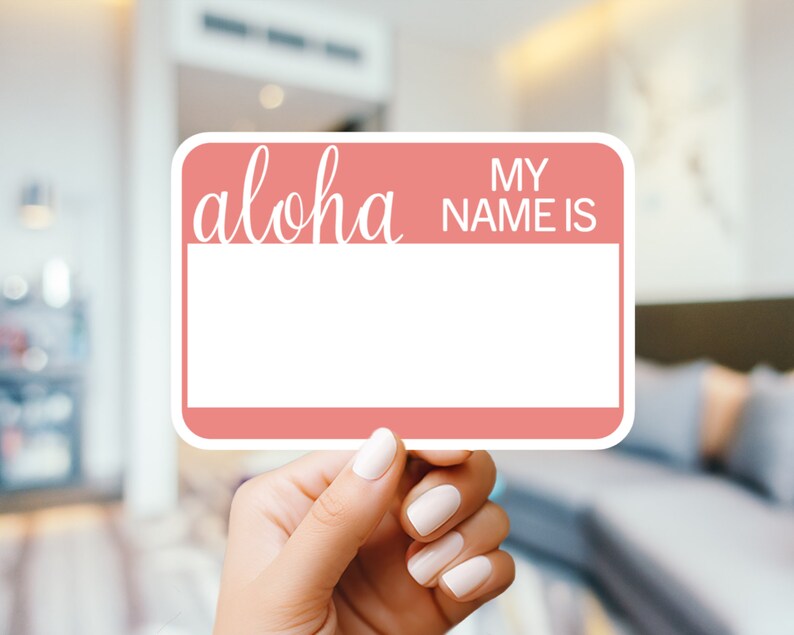 Aloha My Name is Baby Reveal Sticker - Hello, My Name is Personalized ...