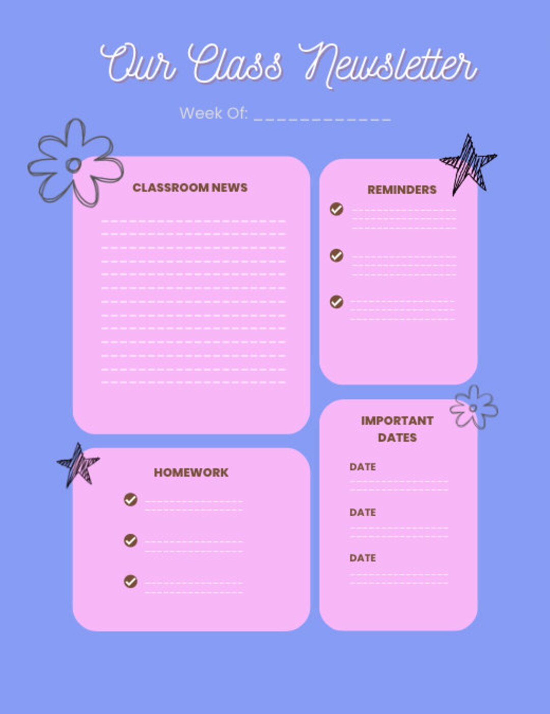 Bright and Groovy Classroom Newsletter - Etsy