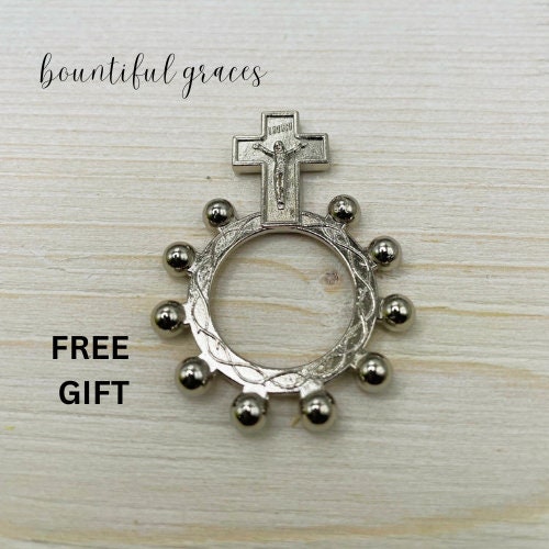 One Decade Rosary Blue Gemstone Bead Catholic Pocket Keychain - Etsy