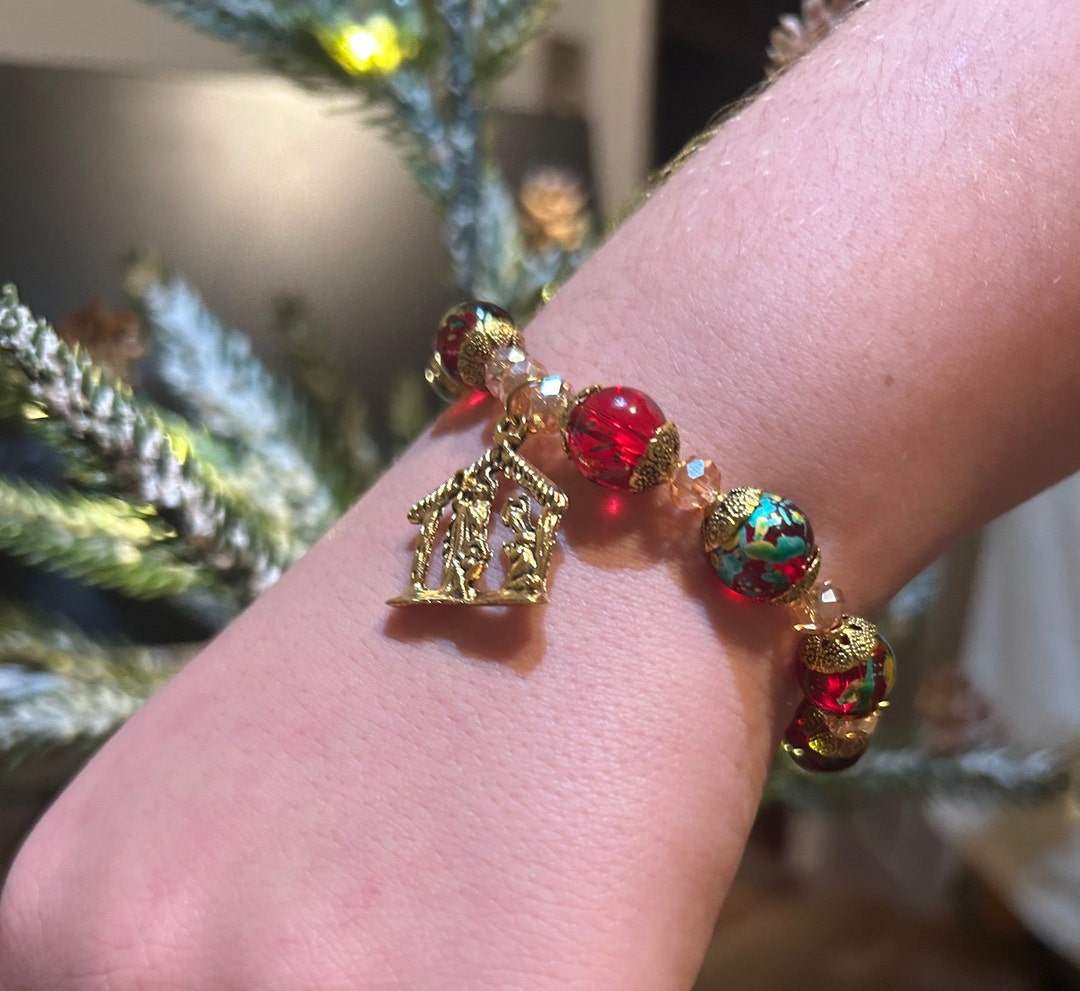 Handmade Nativity Christmas Rosary Bracelet | Prayer Beads | Christmas ...