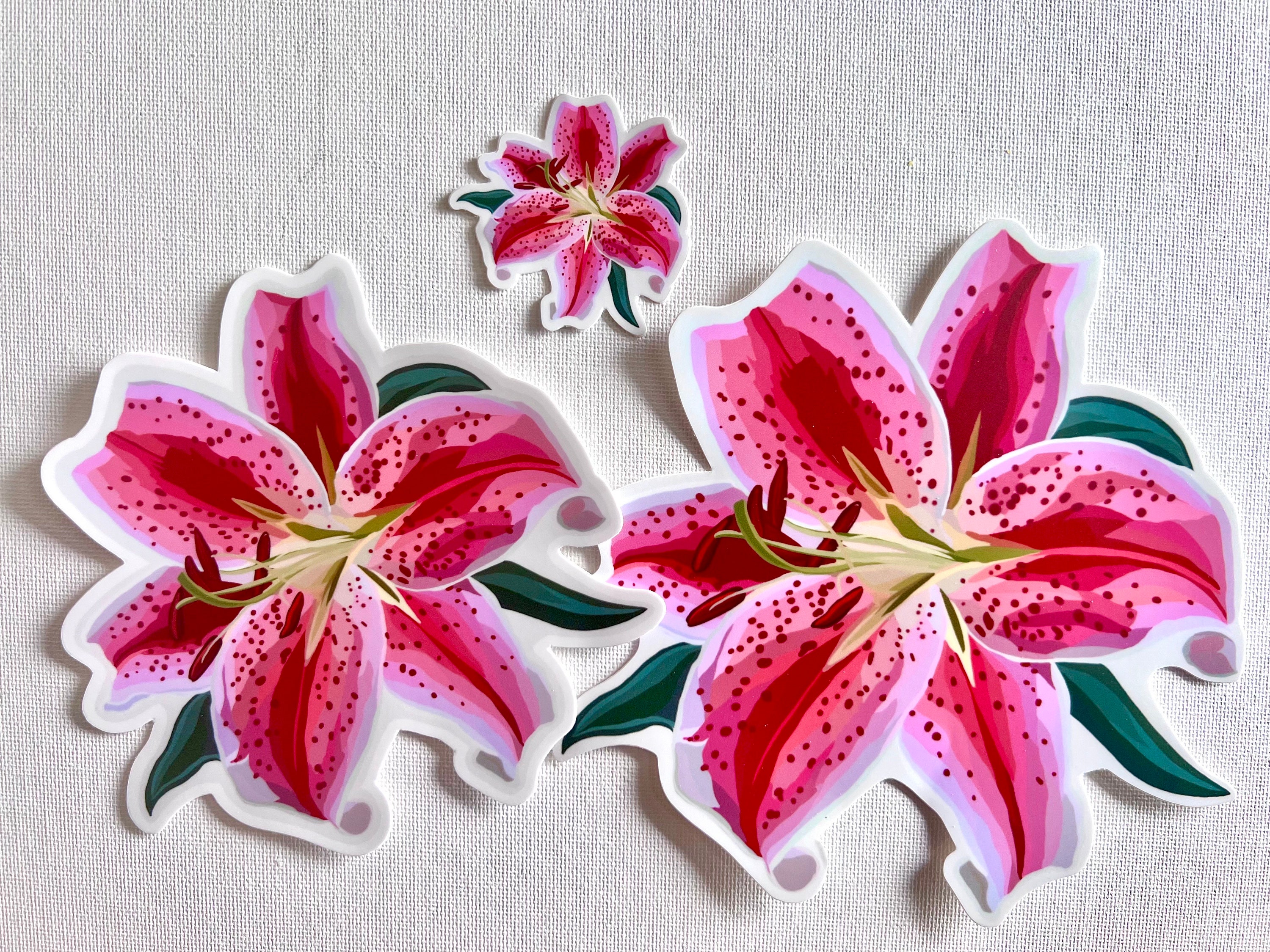 Vinyl Pink Lily Sticker Large Sizes Matte Glossy Water Resistant ...