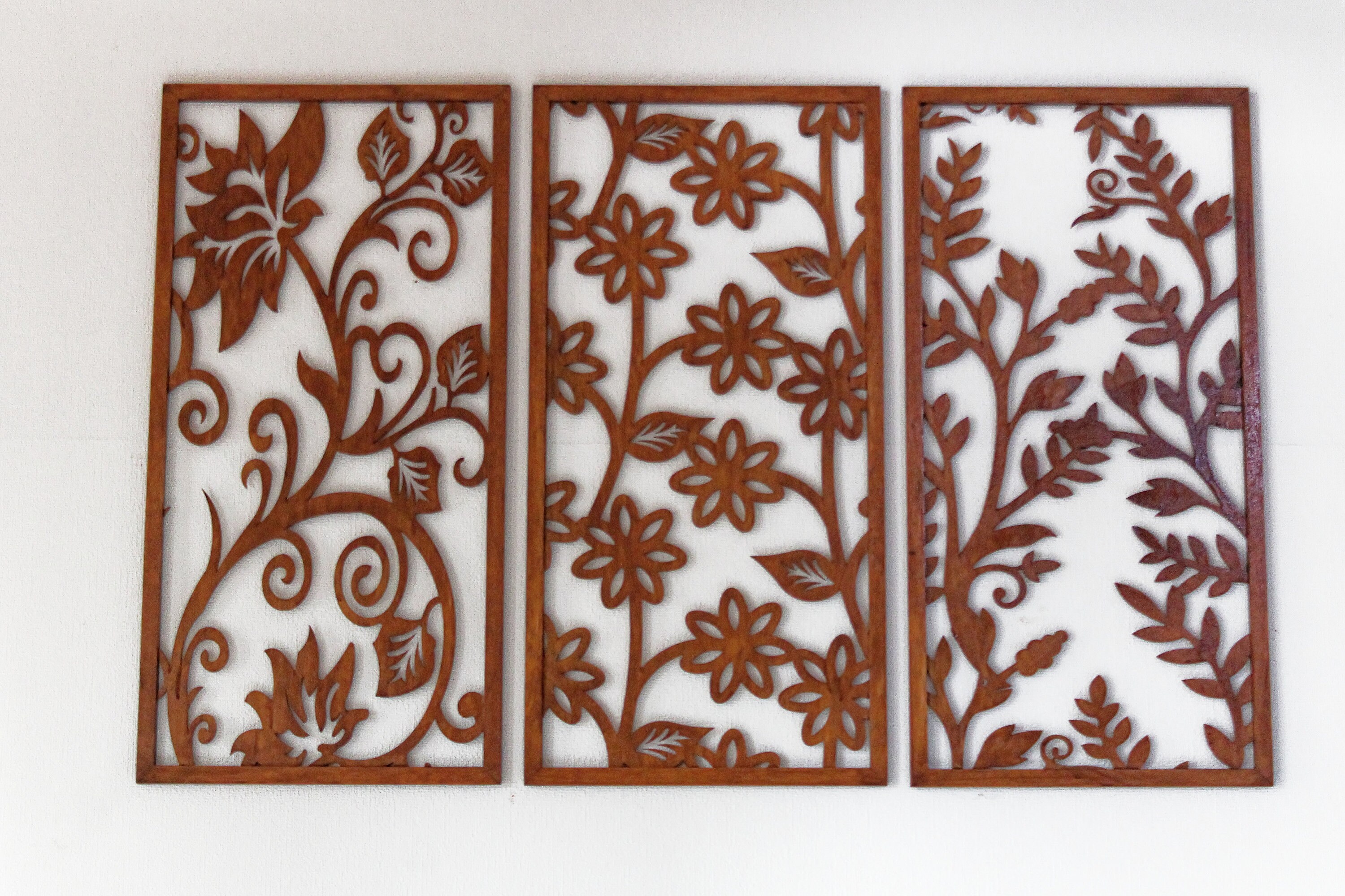Wood Wall Art Panel, Wood Flowers Wall Decor, Wooden Panel Decor, Wood ...