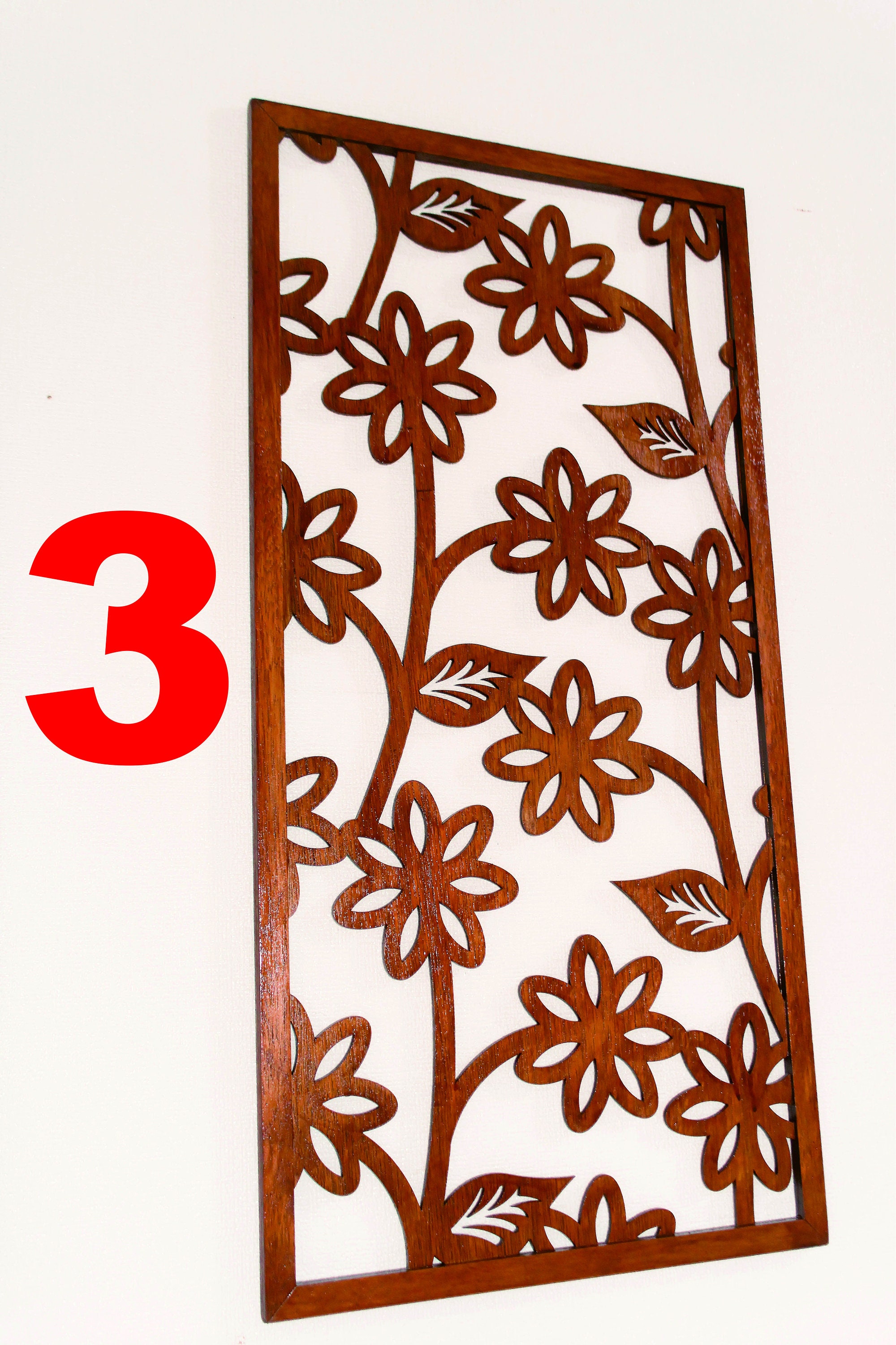 Wood Wall Art Panel, Wood Flowers Wall Decor, Wooden Panel Decor, Wood ...