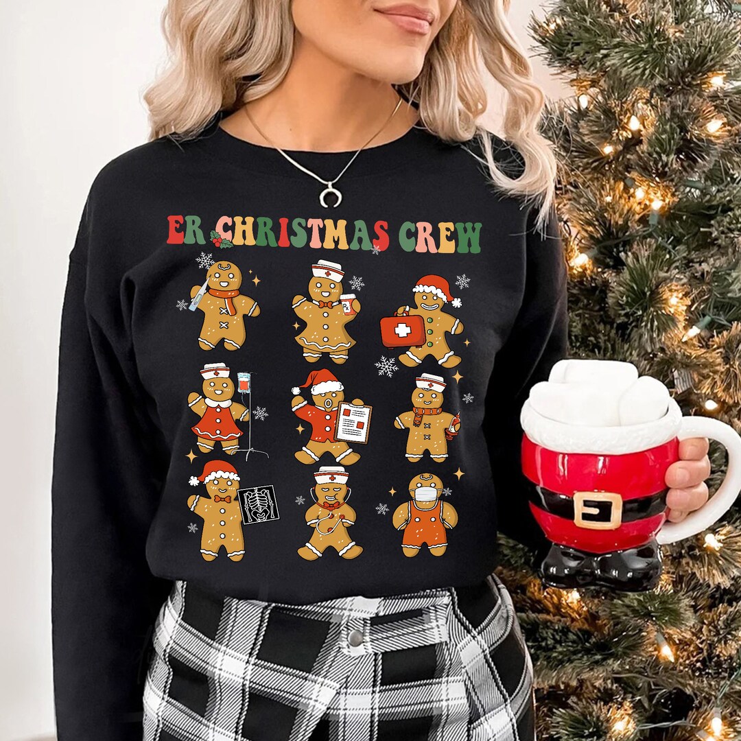ER Christmas Crew Shirt, Gingerbread Nurse Christmas Shirt, Gift for ...