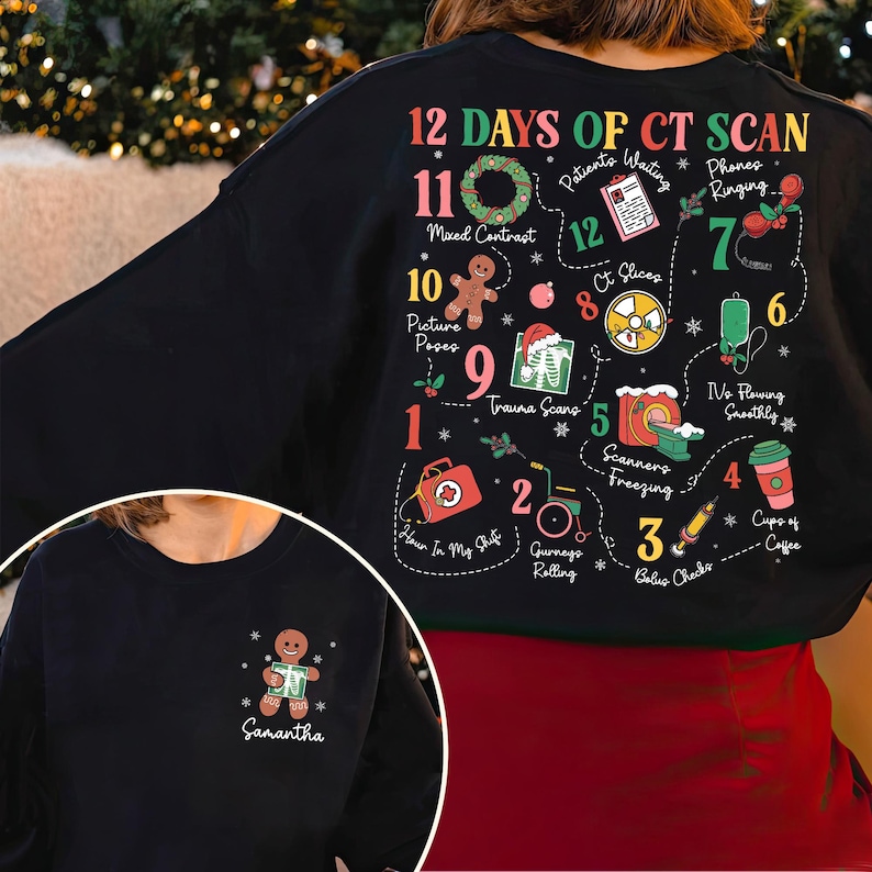 12 Days of CT Scan Christmas Sweatshirt, Christmas CT Tech Shirt, Cat ...