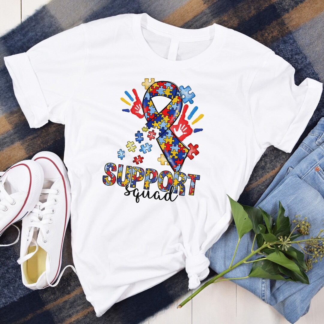 Support Squad Autism Puzzle Ribbon Shirt, Autism Awareness Shirt ...