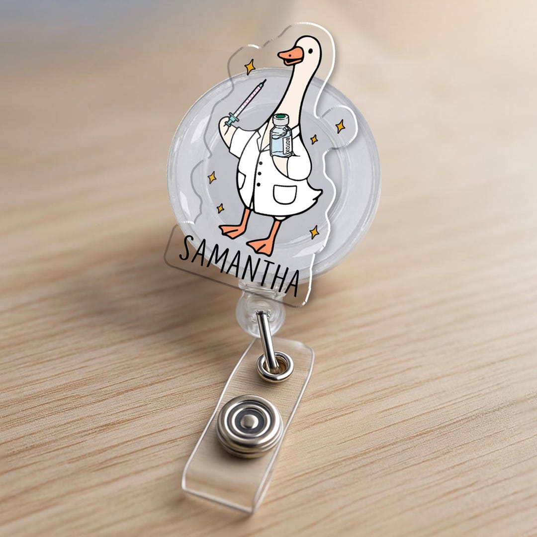 Personalized Goose Dermatologist Badge Reel, Dermatology Retractable ...