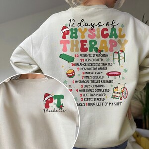 12 Days of Physical Therapy Christmas Shirt, PT Christmas Shirt ...