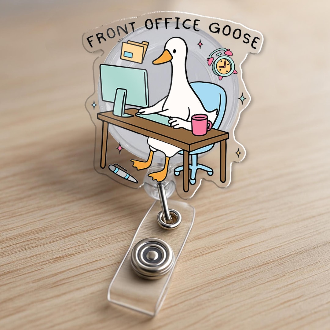 Personalized Christmas Goose Front Office Badge Reel, Office Staff ...