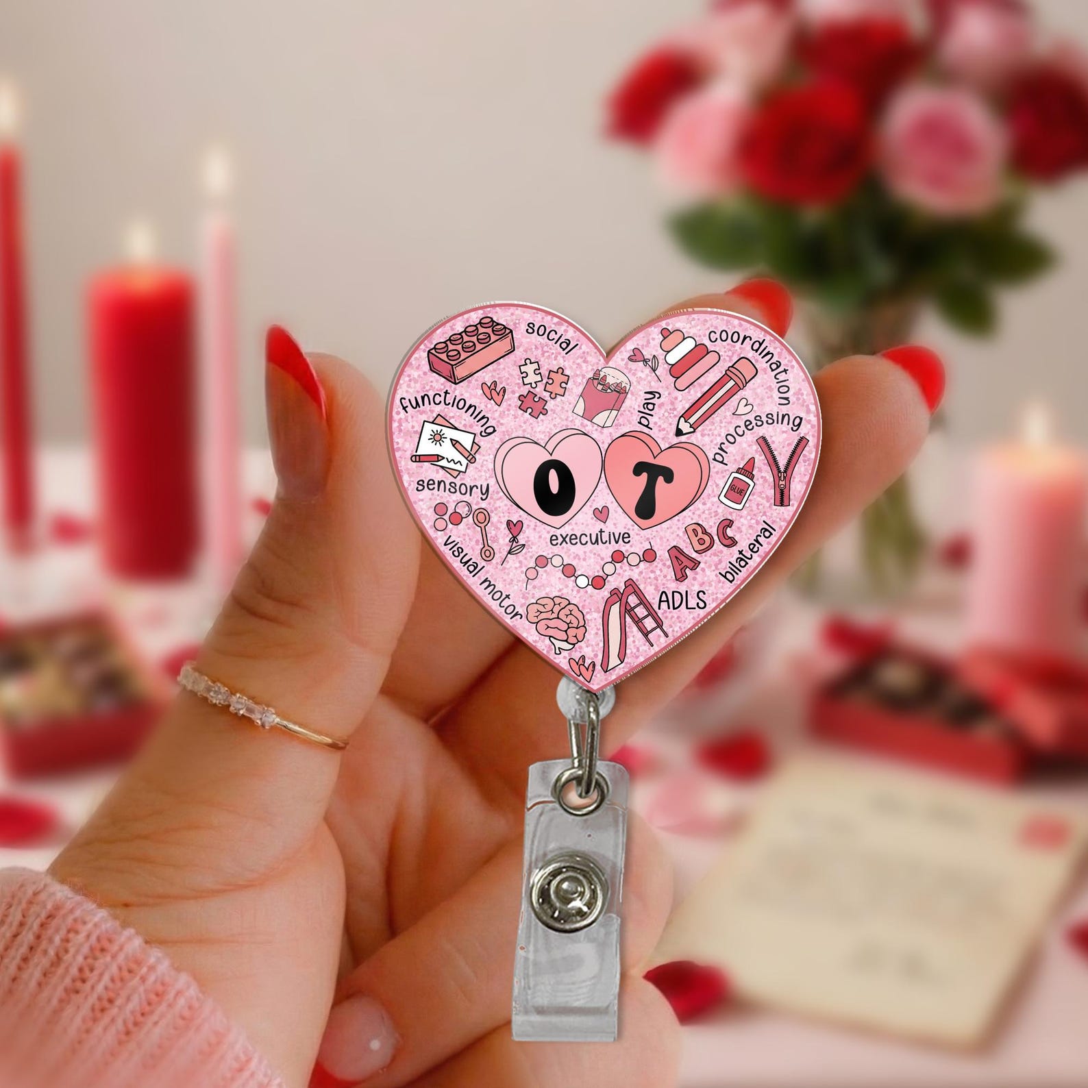 Occupational Therapy Valentines Day Badge Reel, Valentines Gift for ...