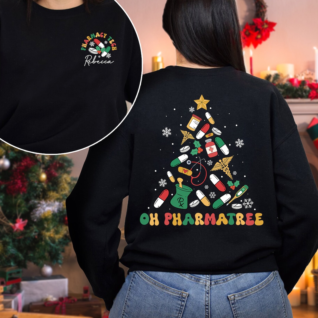 Oh Pharmatree Christmas Shirt, Christmas Pharmacy Shirt, Pharmacy Crew ...