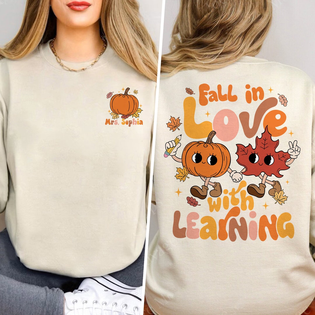 Teacher Fall Shirt, Fall in Love With Learning, Thanksgving Teacher ...