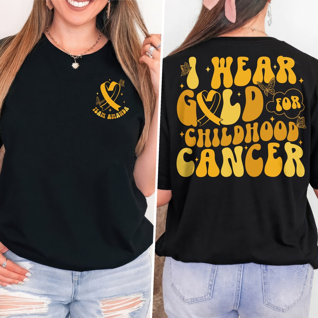 I Wear Gold for Childhood Cancer Awareness Shirt, Gold Ribbon Shirt ...