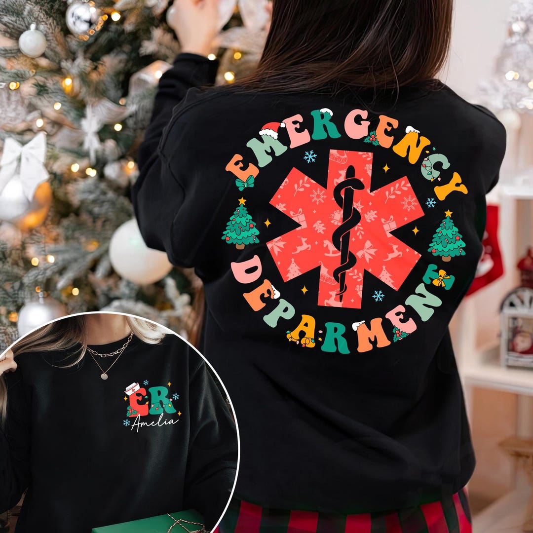 Emergency Department Christmas Sweatshirt, Custom Christmas Er Nurse ...