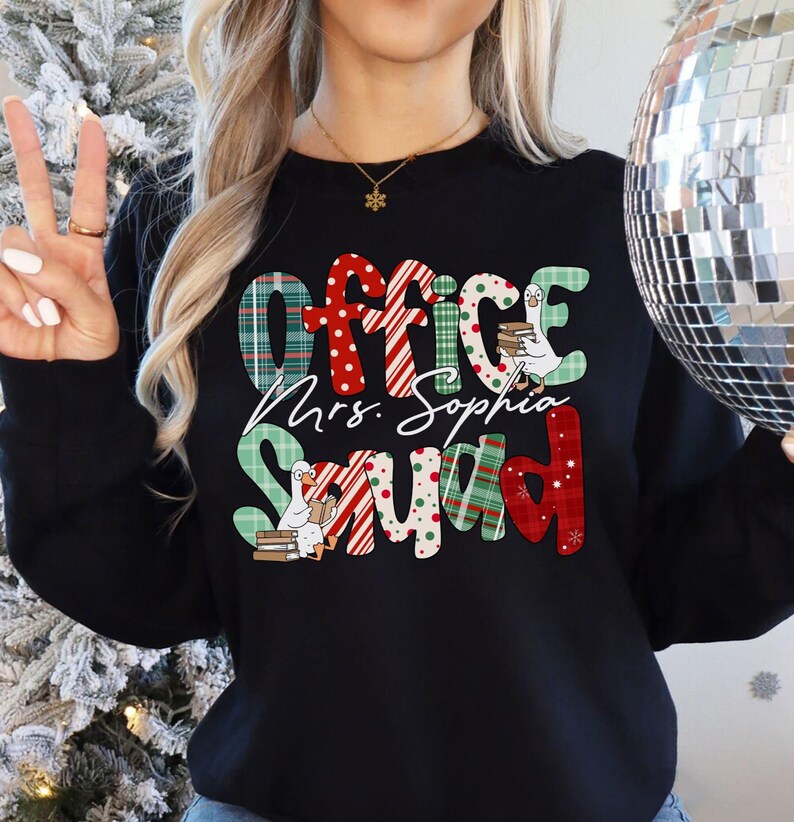 Christmas Goose Front Office Shirt, Office Squad Christmas Sweater ...