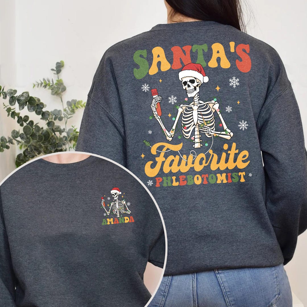 Santa's Favorite Phlebotomist Shirt, Phlebotomy Tech Christmas Shirt ...