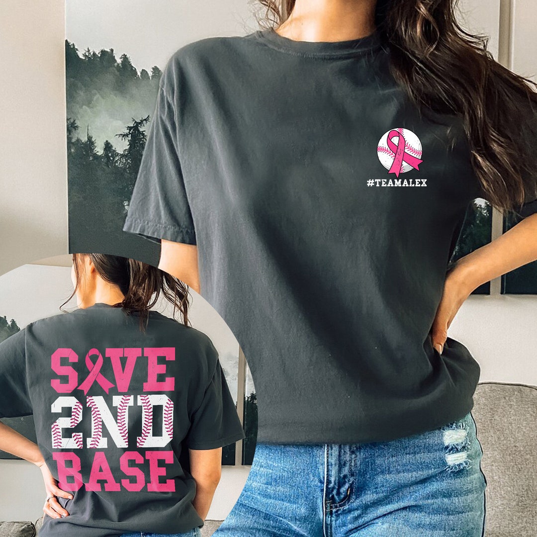 Save 2nd Base Shirt, Baseball Breast Cancer Shirt, Pink Ribbon, Warrior ...