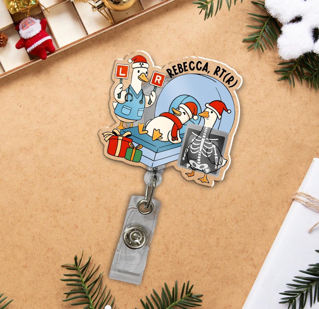 Christmas Goose Radiology Badge Reel, Rad Tech ID Badge Holder ...