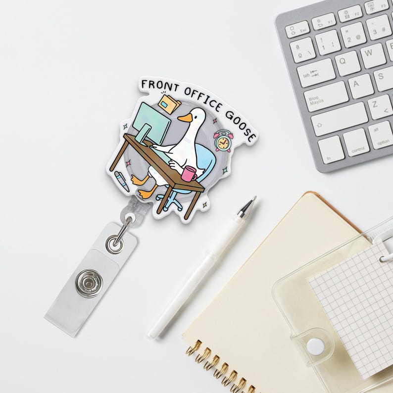 Personalized Christmas Goose Front Office Badge Reel, Office Staff ...