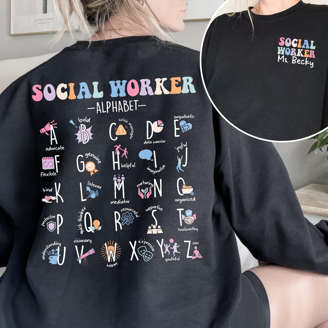 Personalized Social Worker Alphabet Shirt, Social Worker Sweatshirt ...