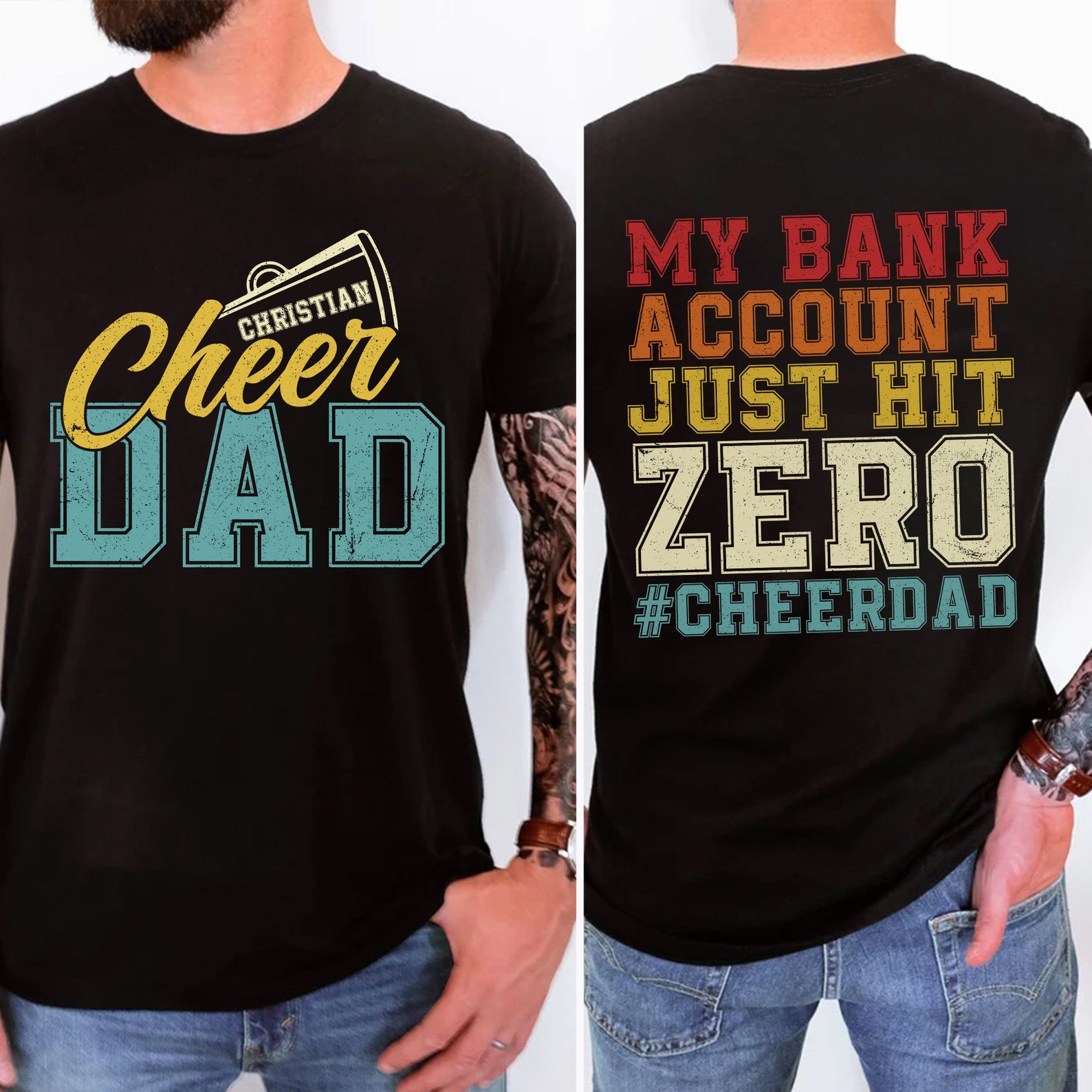 Custom Cheer Dad Shirt, My Bank Account Just Hit Zero Shirt, Funny Dad ...
