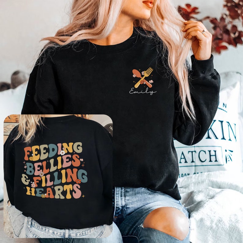 Feeding Bellies and Filling Hearts Shirt Custom Lunch Lady - Etsy