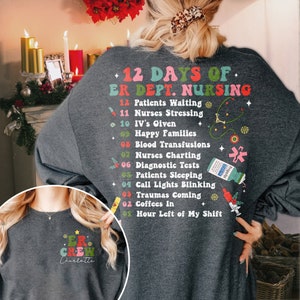 12 Days of Emergency Department Christmas Shirt, Christmas ER Nurse ...