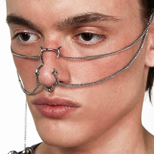 Cyberpunk Face Chain Nose Ear Cuff Gothic Street Hip Hop Earring ...