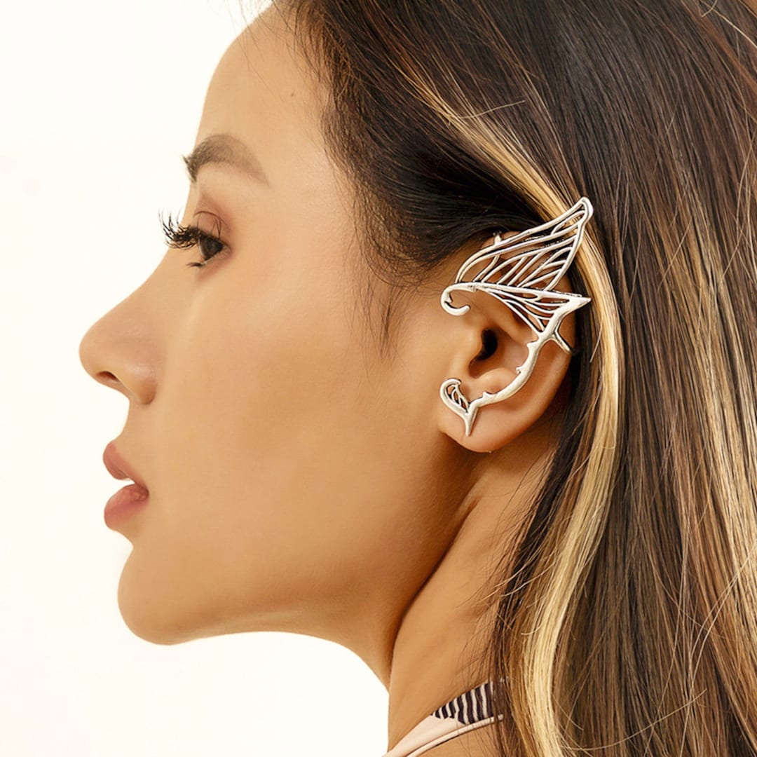 Butterfly Elf Ear Cuffs Gothic Street Integrated Stud and Ear Clip for ...