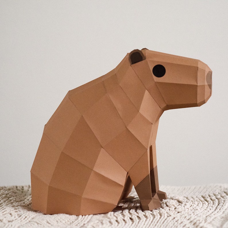Low Poly Capybara and Tangerine Papercraft - Etsy