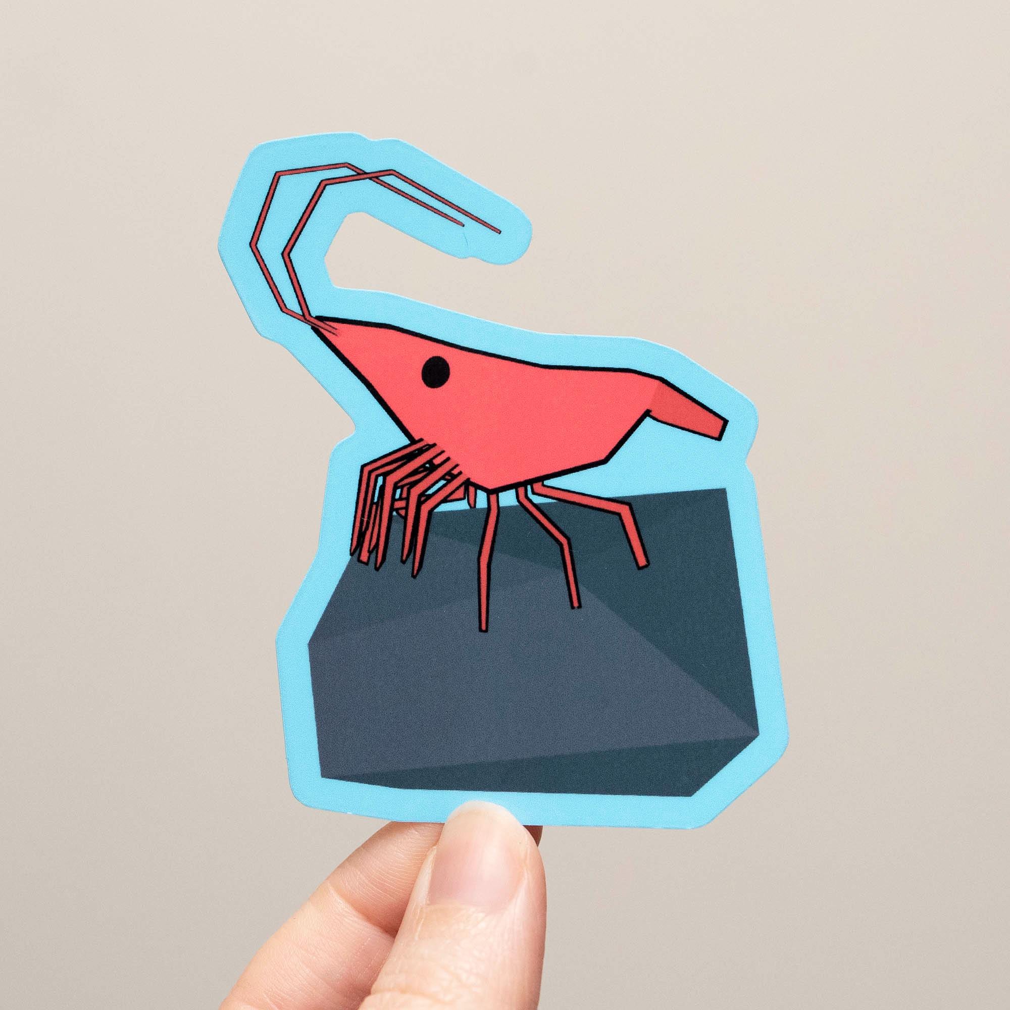 Low Poly Shrimp Glossy Vinyl Sticker - Etsy