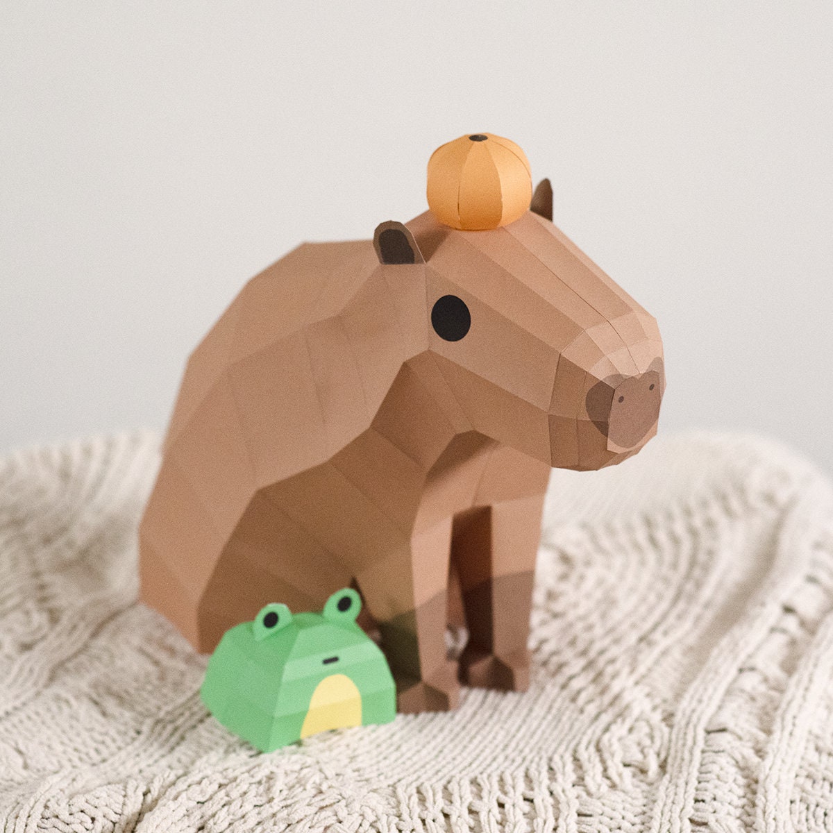 Low Poly Capybara and Tangerine Papercraft - Etsy