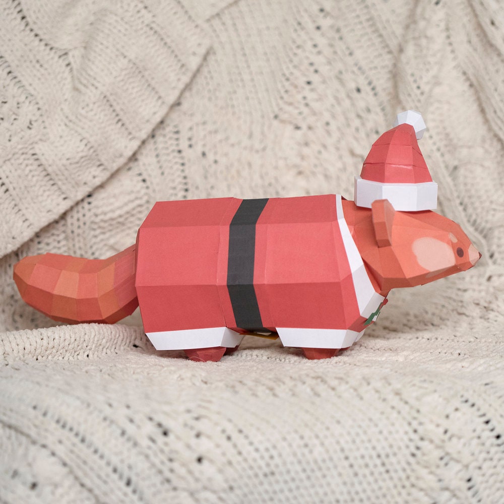 Low Poly Christmas Papercraft Accessories Santa Clause and Reindeer ...