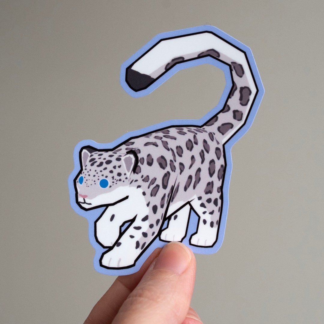 Low Poly Sneaky Snow Leopard Glossy Vinyl Sticker - Etsy