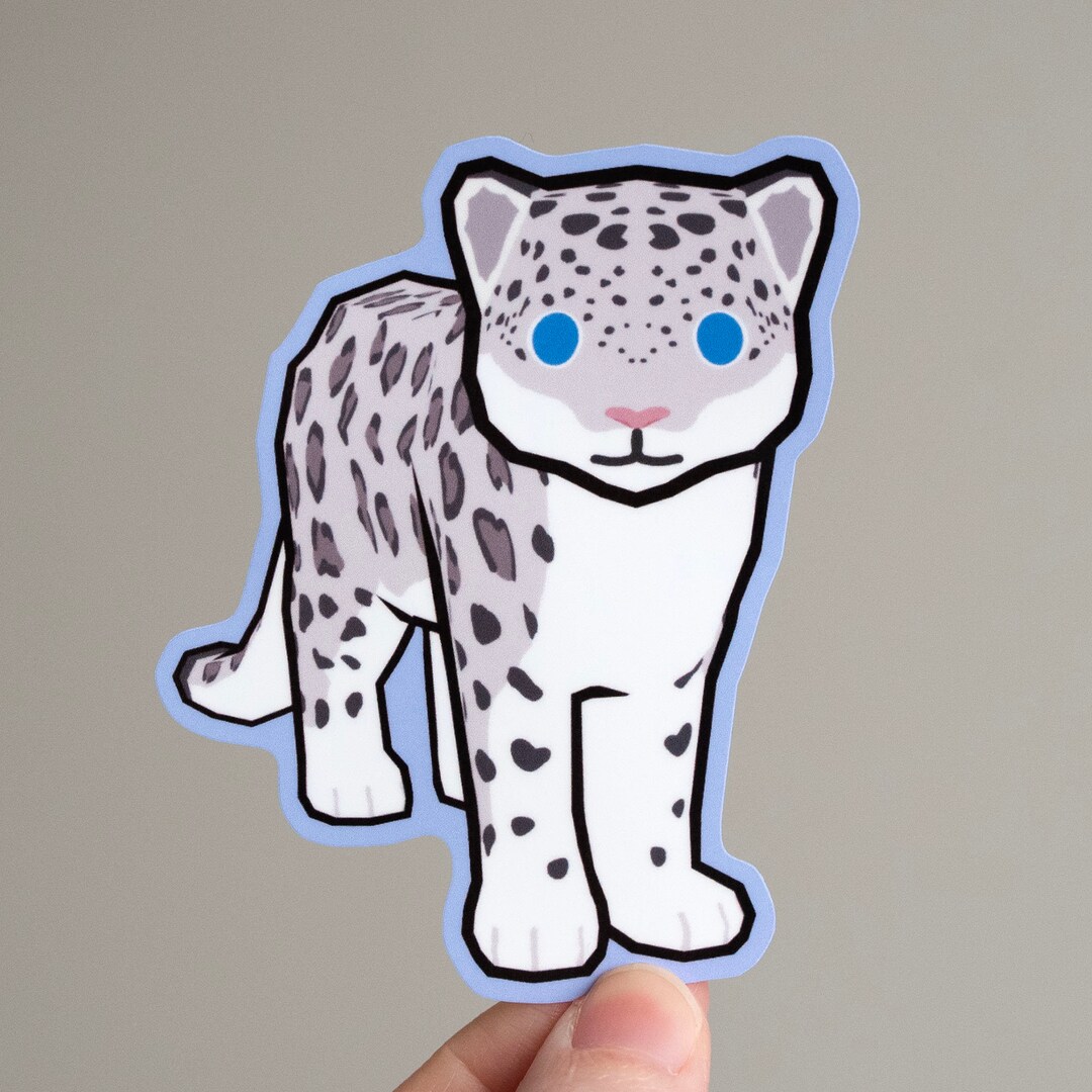 Low Poly Snow Leopard Glossy Vinyl Sticker - Etsy