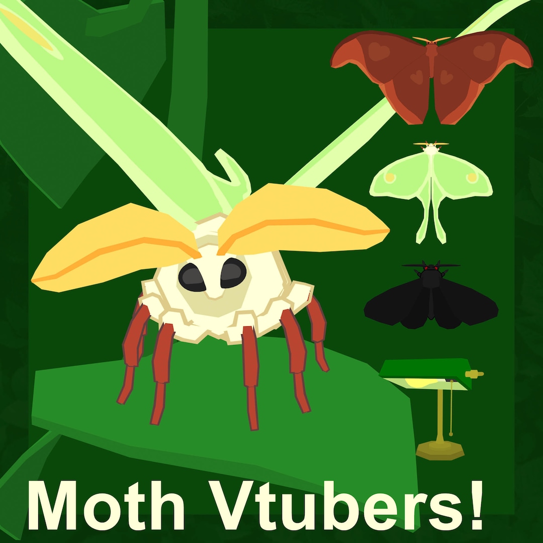 3D Moth Vtuber, Premade Luna Moth Vtuber, Atlas Moth Vtuber, Mothman ...