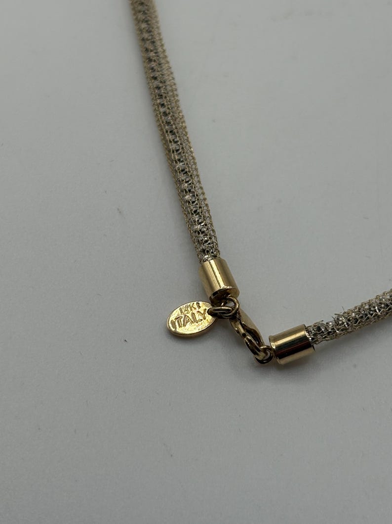 14 Kt Gold Yellow and White Milor Mesh Chain Necklace, Solid, Made in ...