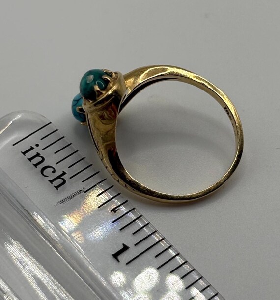 14k gold Native American Double Turquoise nugget ring… - Gem