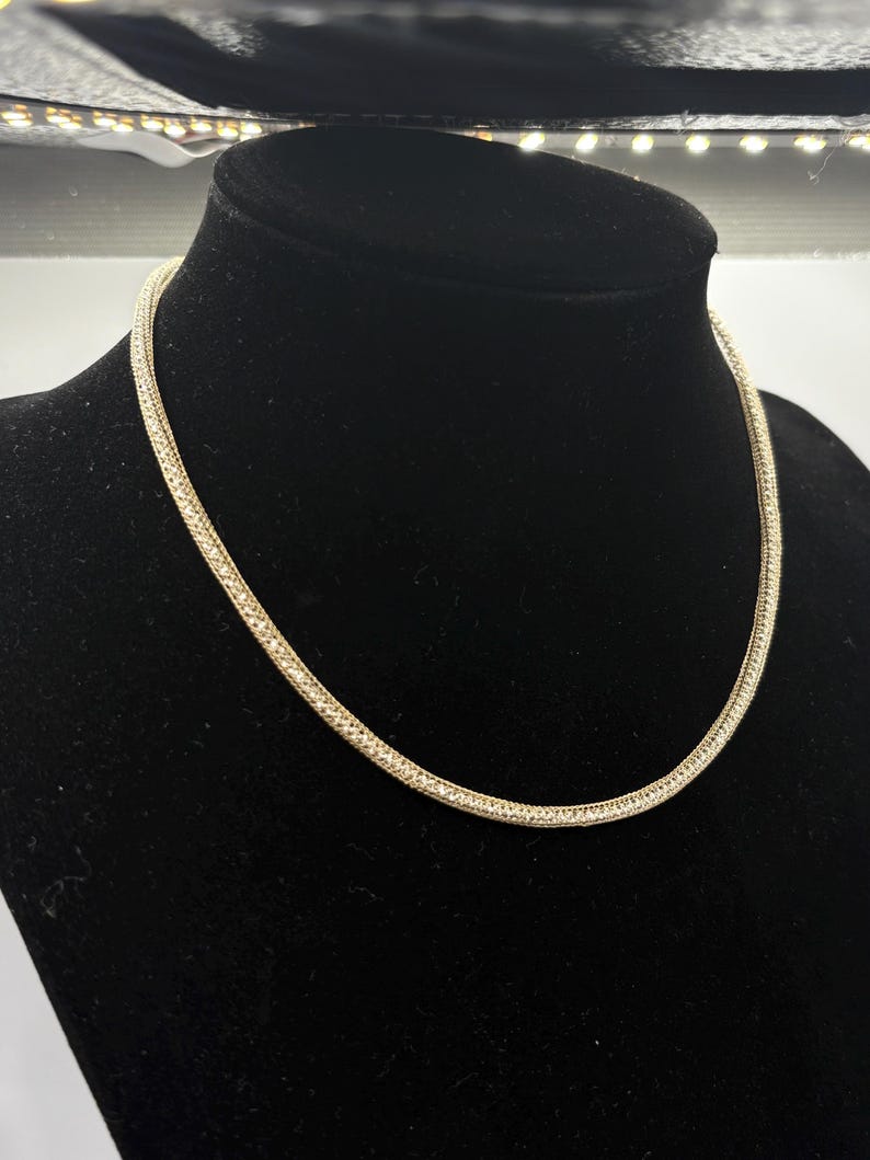 14 Kt Gold Yellow and White Milor Mesh Chain Necklace, Solid, Made in ...