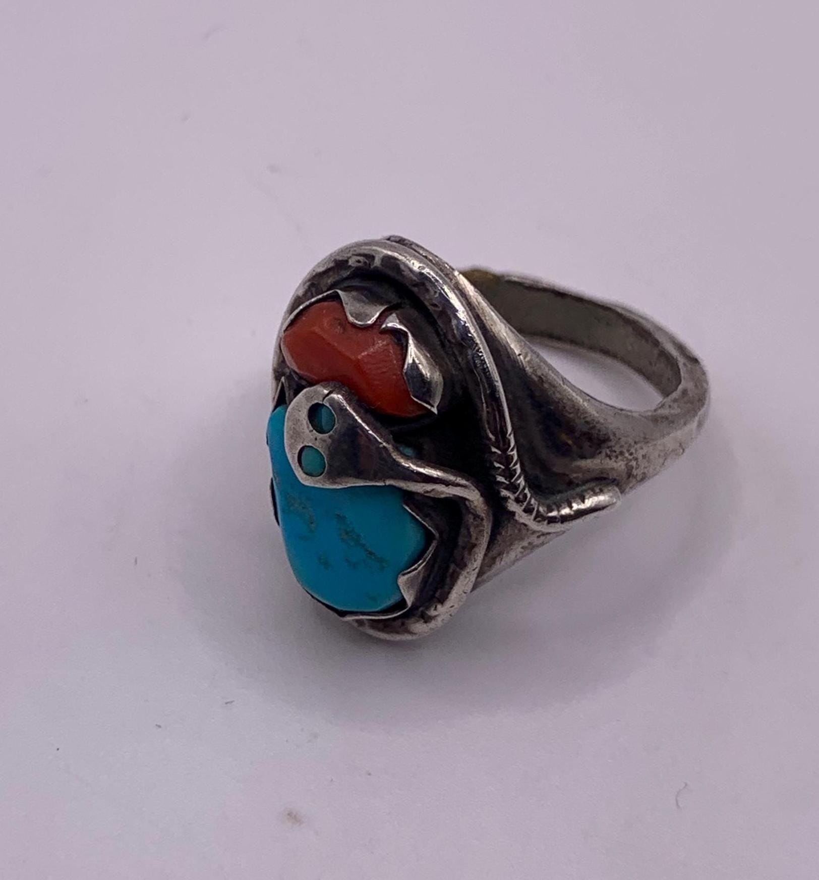 Wear ART! Effie Calavaza Double Stone, Coral and Turquoise, Vintage ...