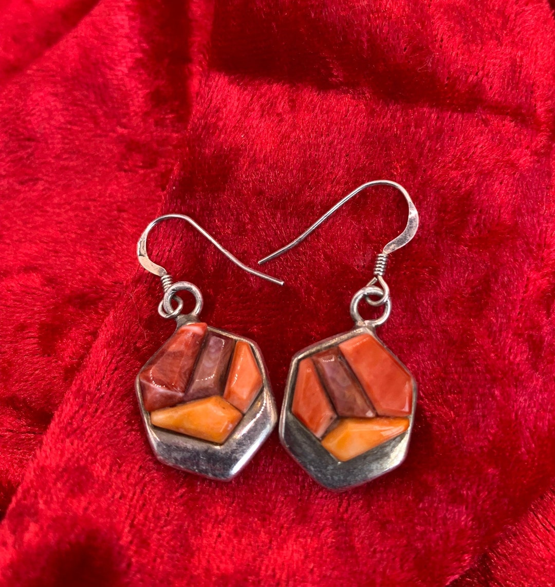 Handmade Inlay Spiny Shell Oyster Inlay Made Into a Rose, Dangle ...